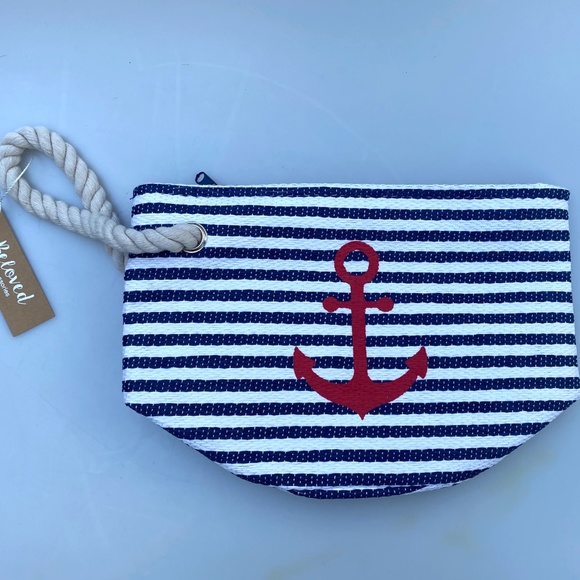 Bags | Woven Anchor Stripe Pouch | Poshmark
